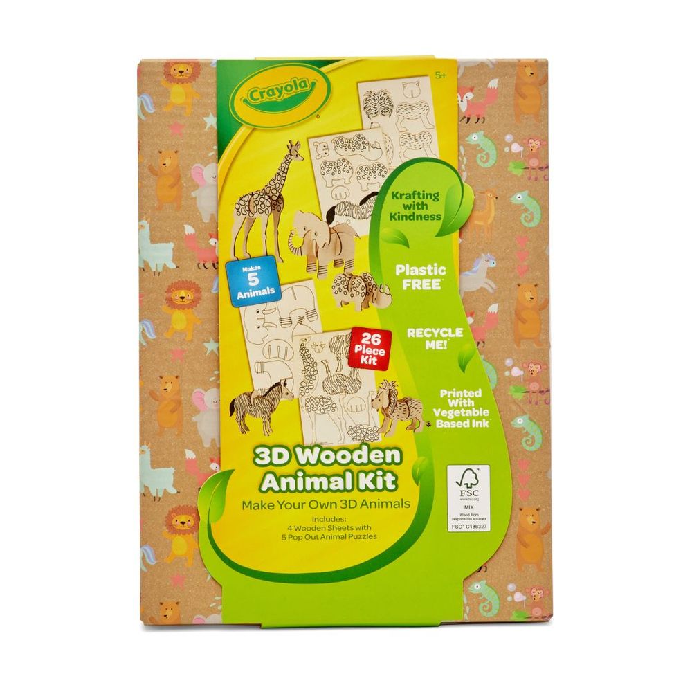 Buy Crayola - 3D Wooden Animal Activity Craft Kit in Jordan | Mumzworld