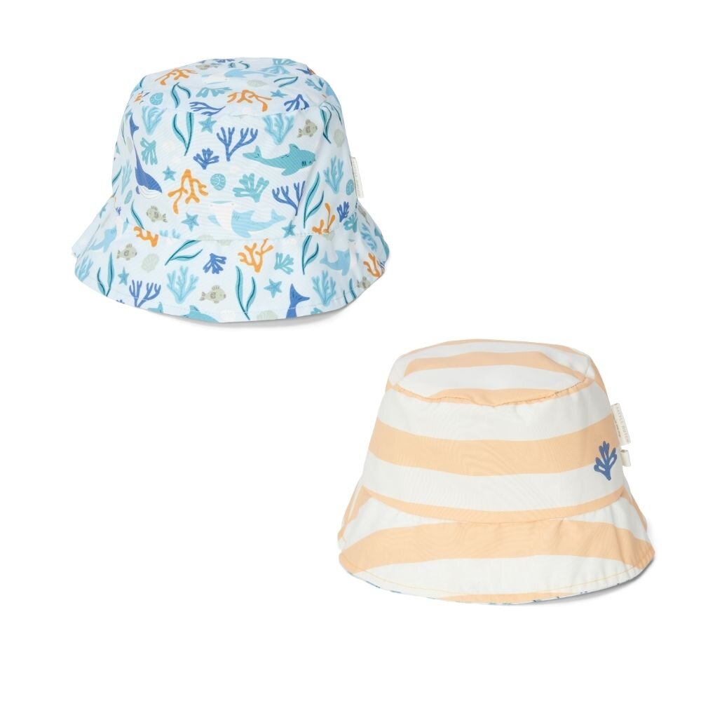 Buy Little Dutch - Reversible Sun Hat Honey Stripes / Ocean Dreams Blue ...