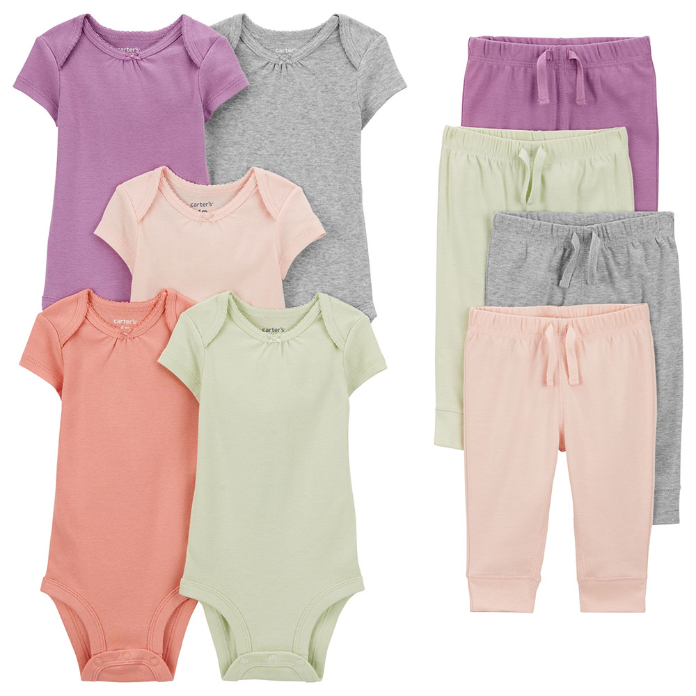 Buy Carters - 5pc-Set - Short-Sleeve Solid Bodysuits in UAE | Mumzworld