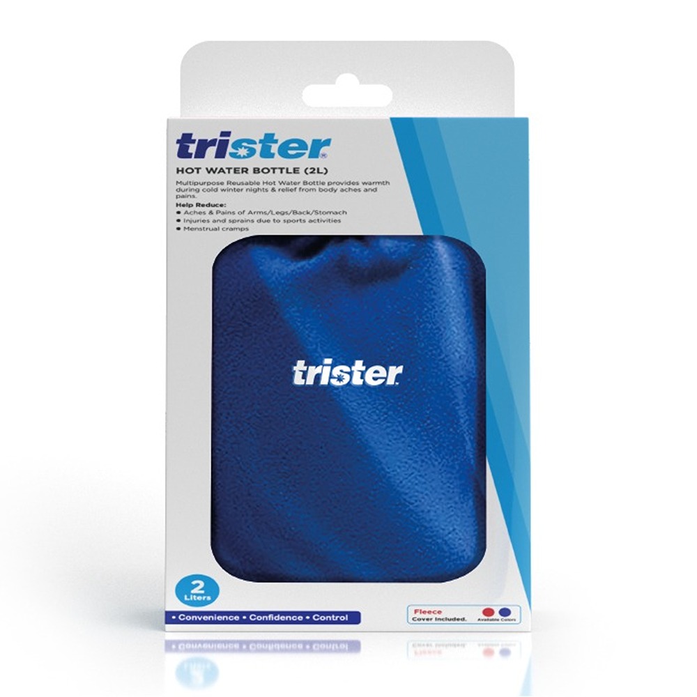 Buy Trister - Hot Water Bottle With Cover - Blue - 2 L Online | Mumzworld
