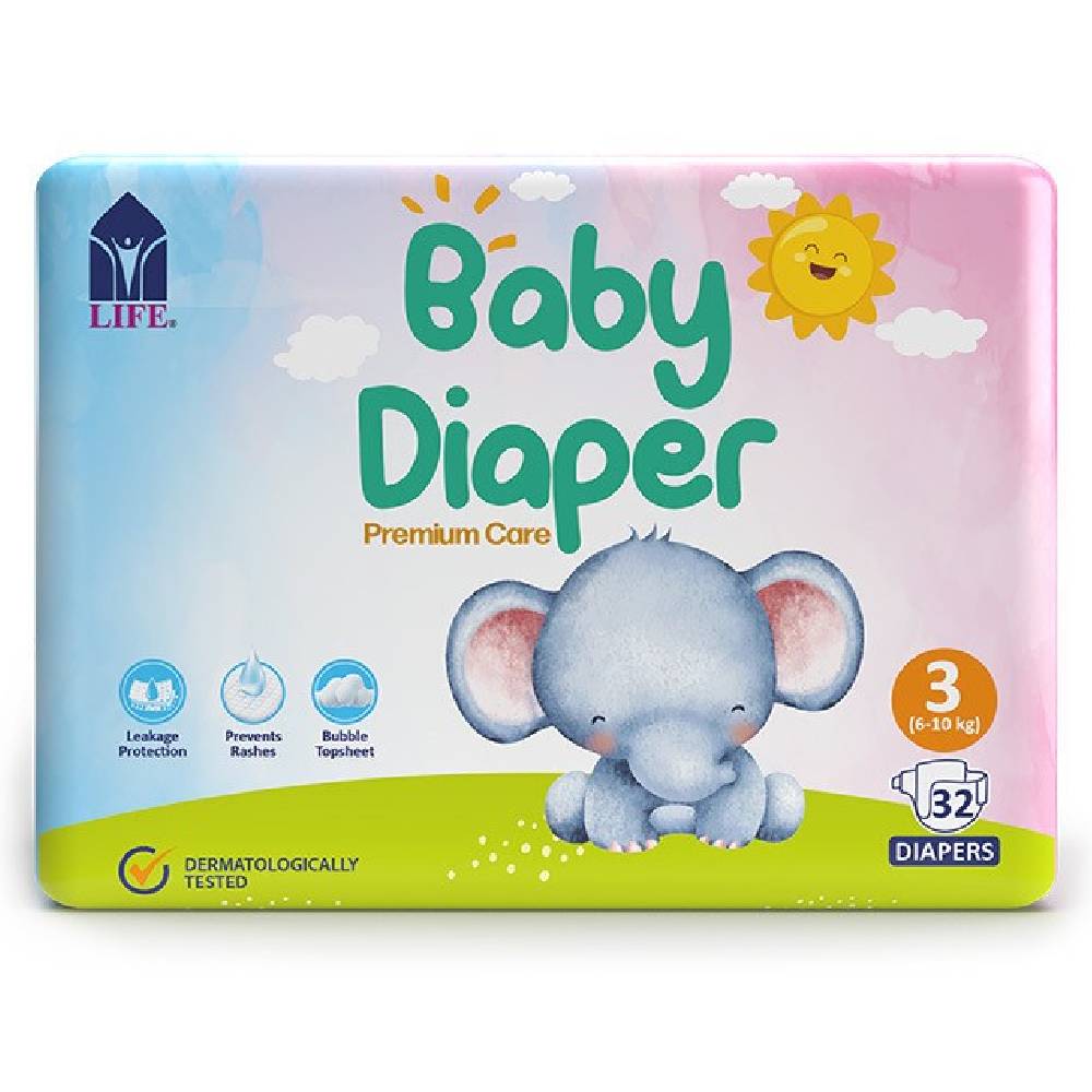 Buy Life - Baby Diaper Size 3-Medium 6-10kg, 32 Count in UAE | Mumzworld
