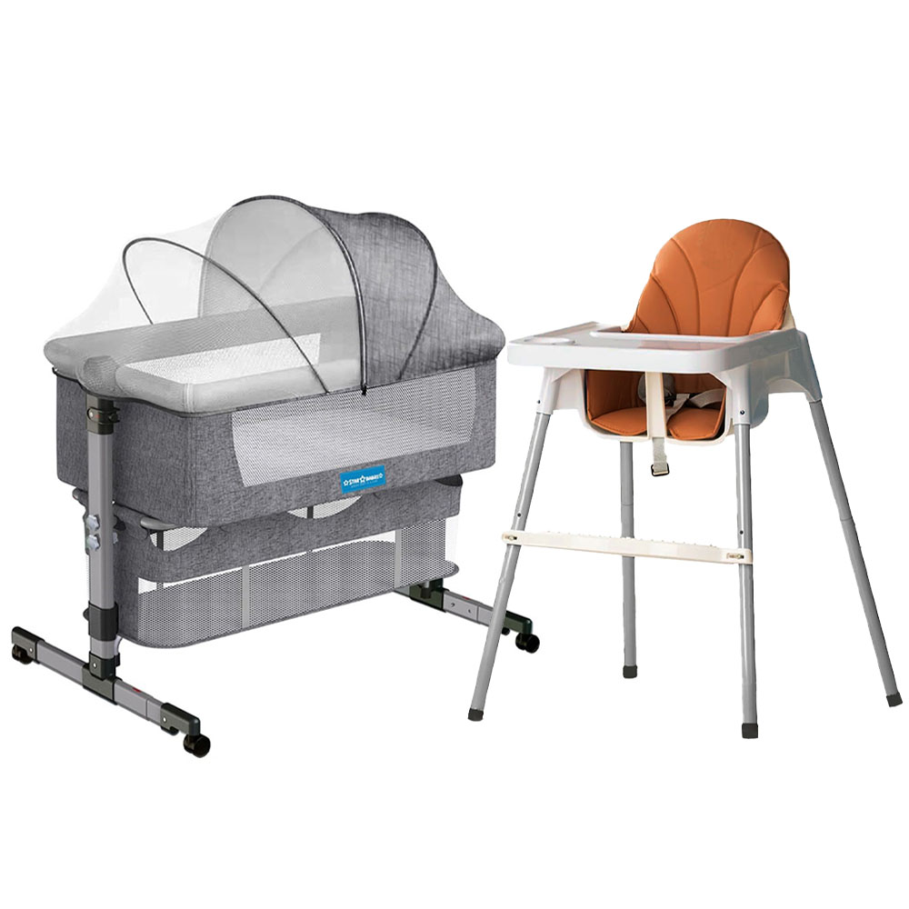 Buy Star Babies - Baby Bedside Crib With High Chair - Multicolor in UAE ...
