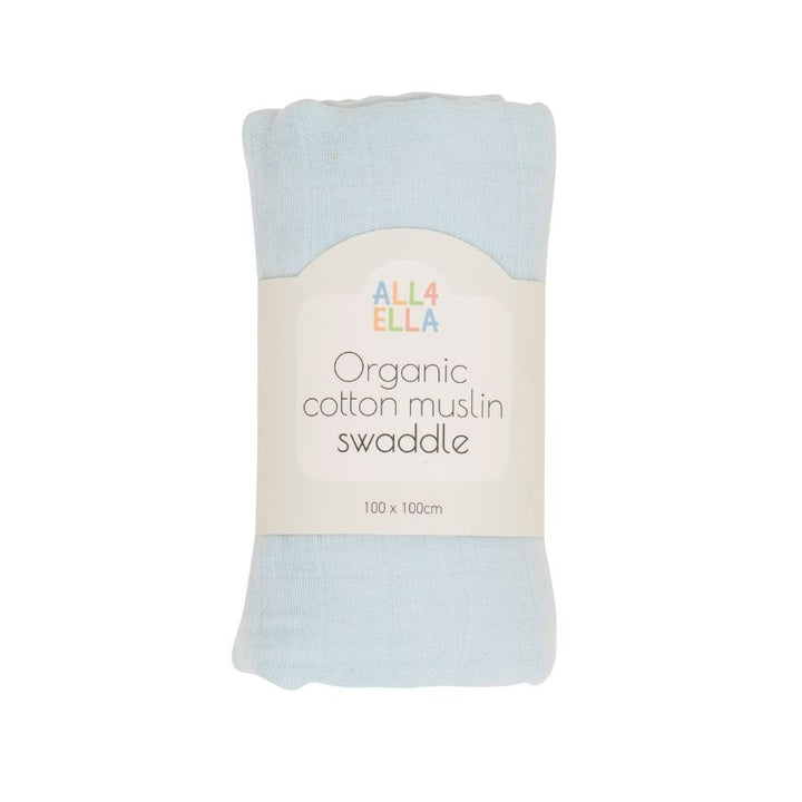 Buy All4ella - Muslin Swaddle - Baby Blue in UAE | Mumzworld
