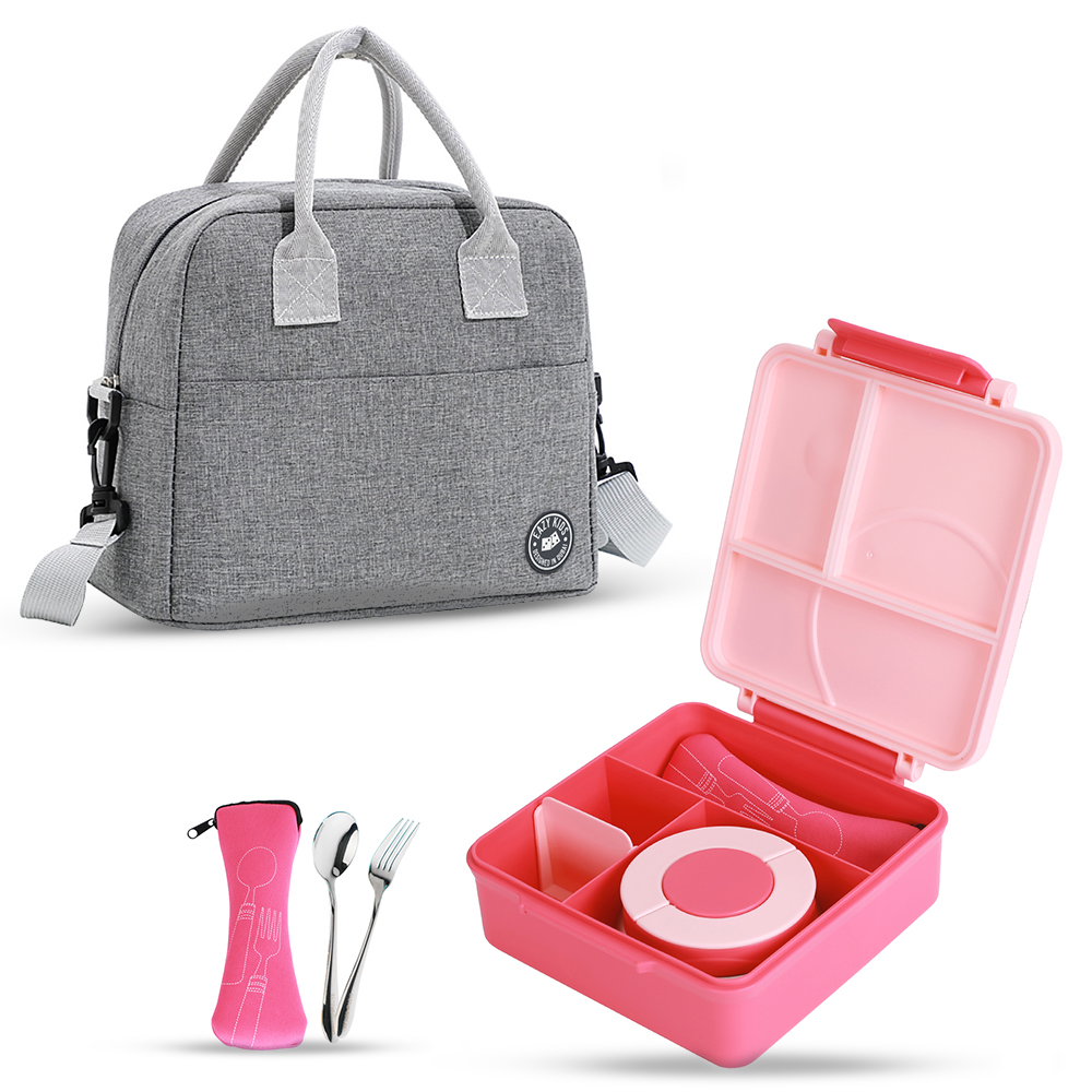 Buy Eazy Kids - Jumbo Lunch Box With Lunch Bag And Cutlery Set - Pink ...