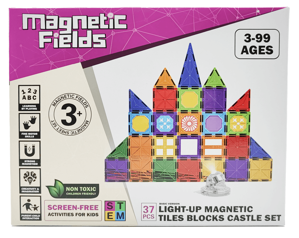 Buy Magnetic Fields - Light Up Magnetic Tiles Blocks Castle Set- 37 Pcs ...