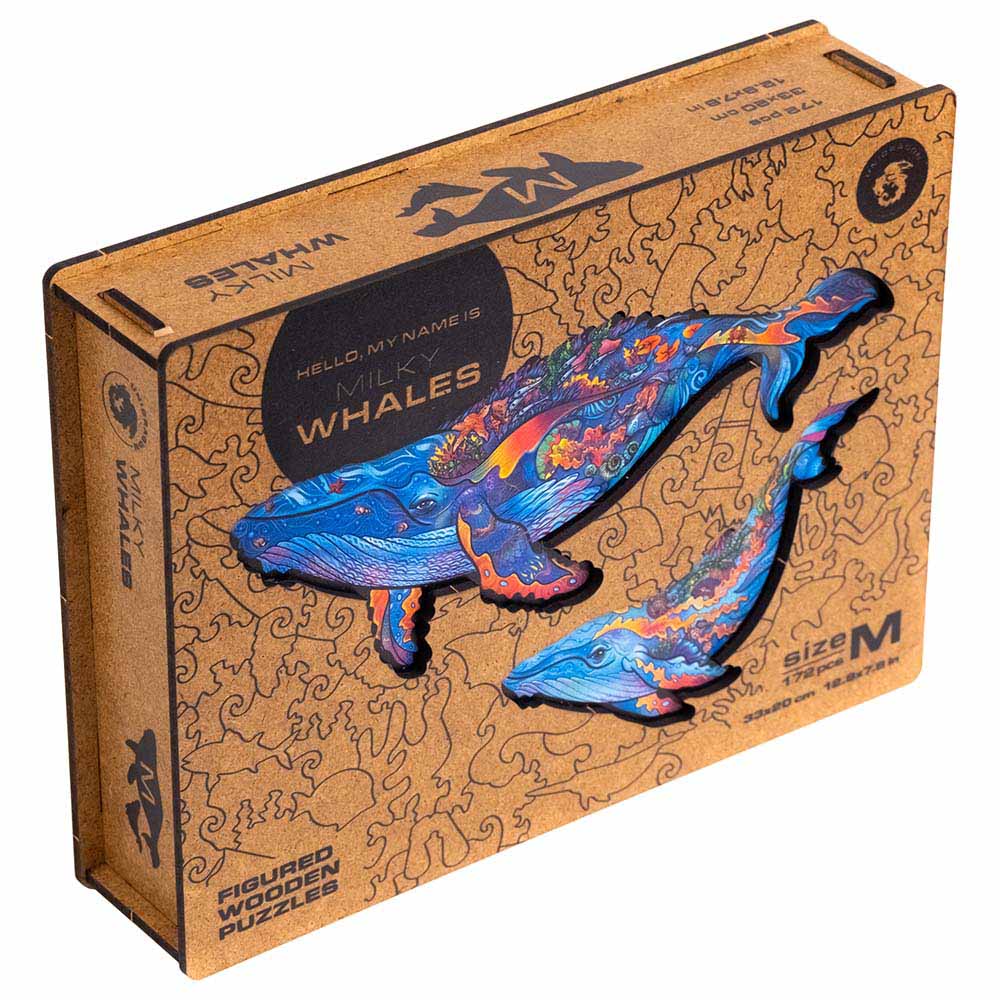 Buy Unidragon - Figured Wooden Puzzle Kit - Milky Whales - Medium - 172pcs in UAE | Mumzworld