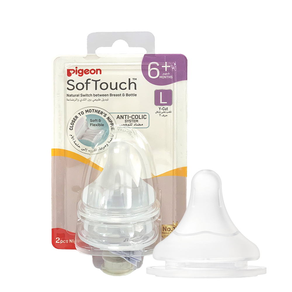 Buy Pigeon Softouch Wide Neck Nipples Clear L Pack Of 2 In Oman