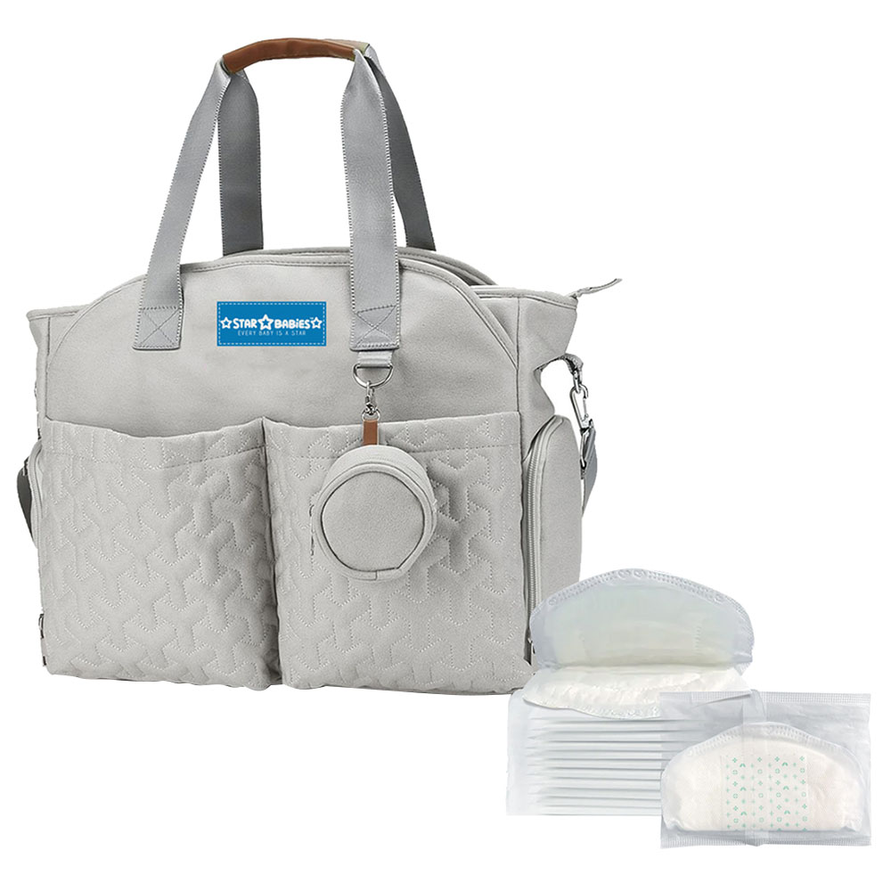 Buy Star Babies - Diaper Bag - Grey With Disposable Breast Pad - 36pcs ...
