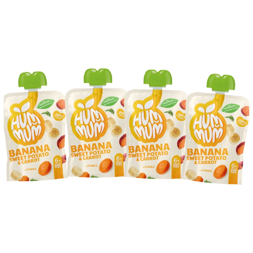 Buy Hummum - Baby Puree Pouches - Banana, Sweet Potato & Carrot - Pack ...