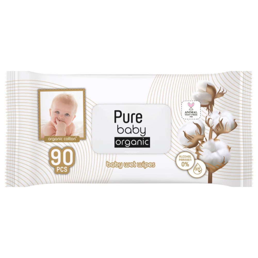 Buy Pure Baby - Organic Baby Wet Wipes - 90pcs in UAE | Mumzworld