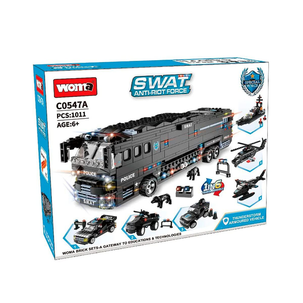 Buy Woma - Combat Bus Building Blocks Set - Black - Swat - 1011 Pcs in ...