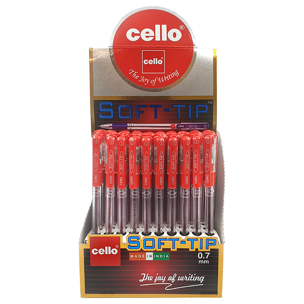 Buy Cello - Soft Tip Ballpoint Pen - Red - 0.7 mm - 50pcs in UAE ...