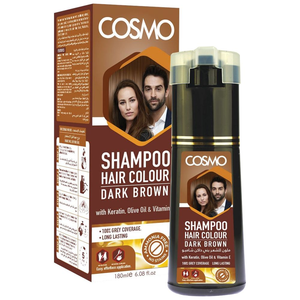 Buy Cosmo - Shampoo Hair Colour - Dark Brown - 180ml in UAE | Mumzworld