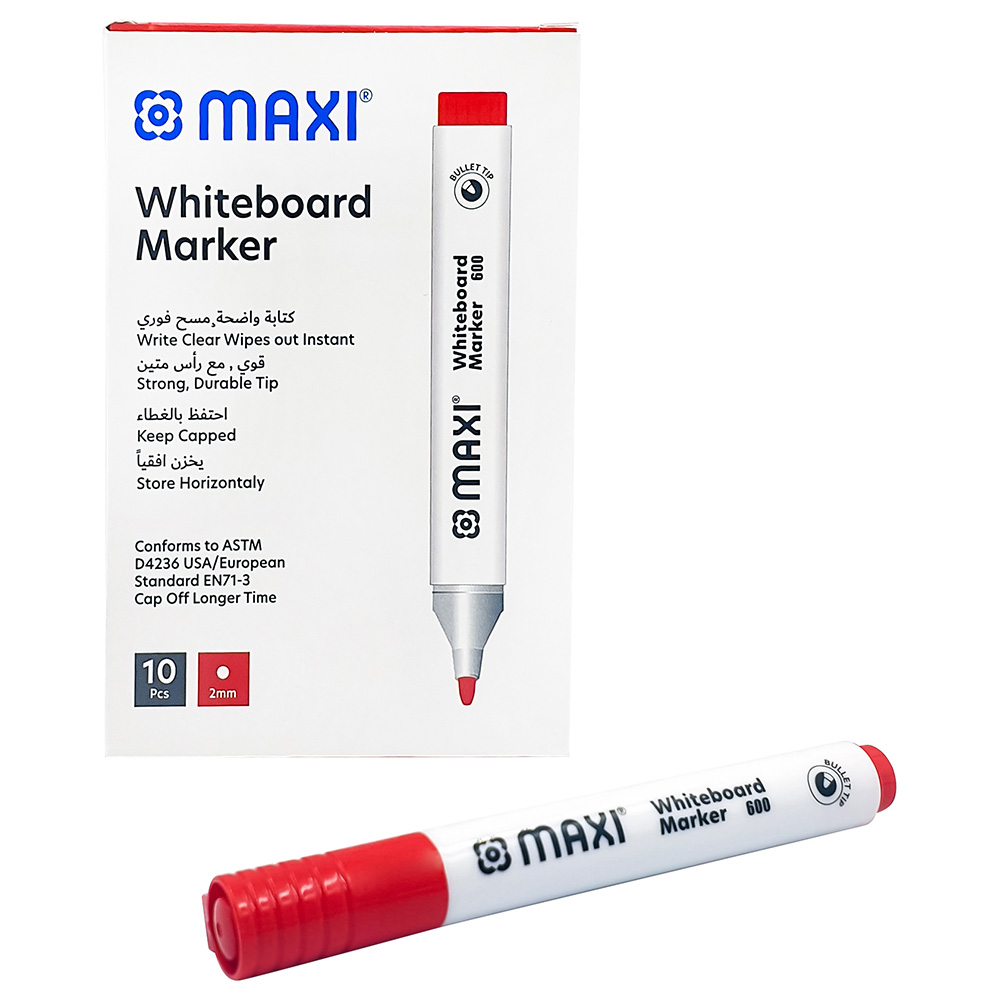Buy Maxi - Bullet Tip Whiteboard Marker - Red - 10pcs in UAE | Mumzworld