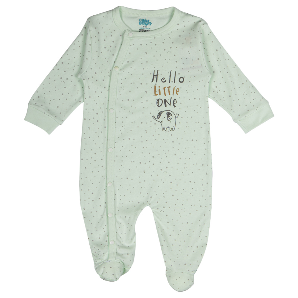 Buy Babies Basic - 100% Cotton Long Sleeves Footed Sleepsuit - Mint in ...