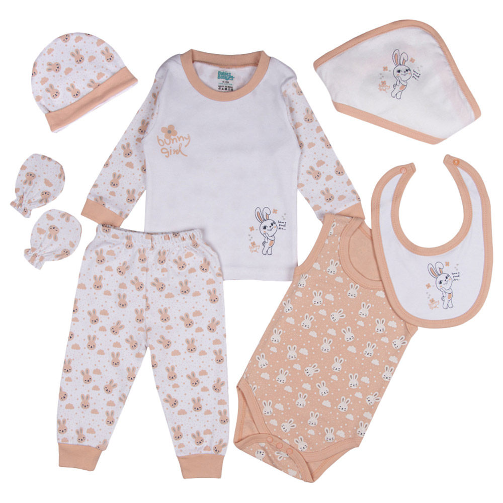 Buy Babies Basic - 7pc-Set - Unisex 100% Cotton Gift Set - Light Pink ...