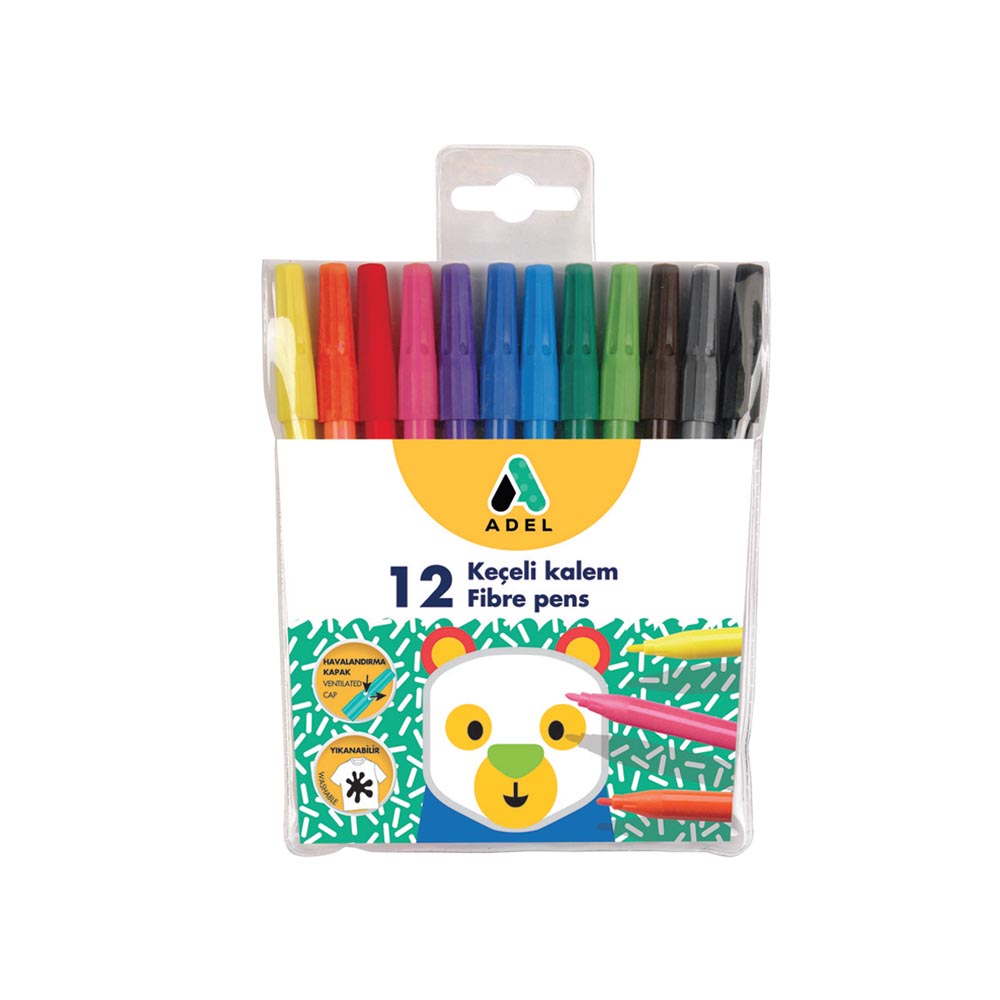 Buy Adel - Fibre Pen 12 Color Blister Pack in UAE | Mumzworld