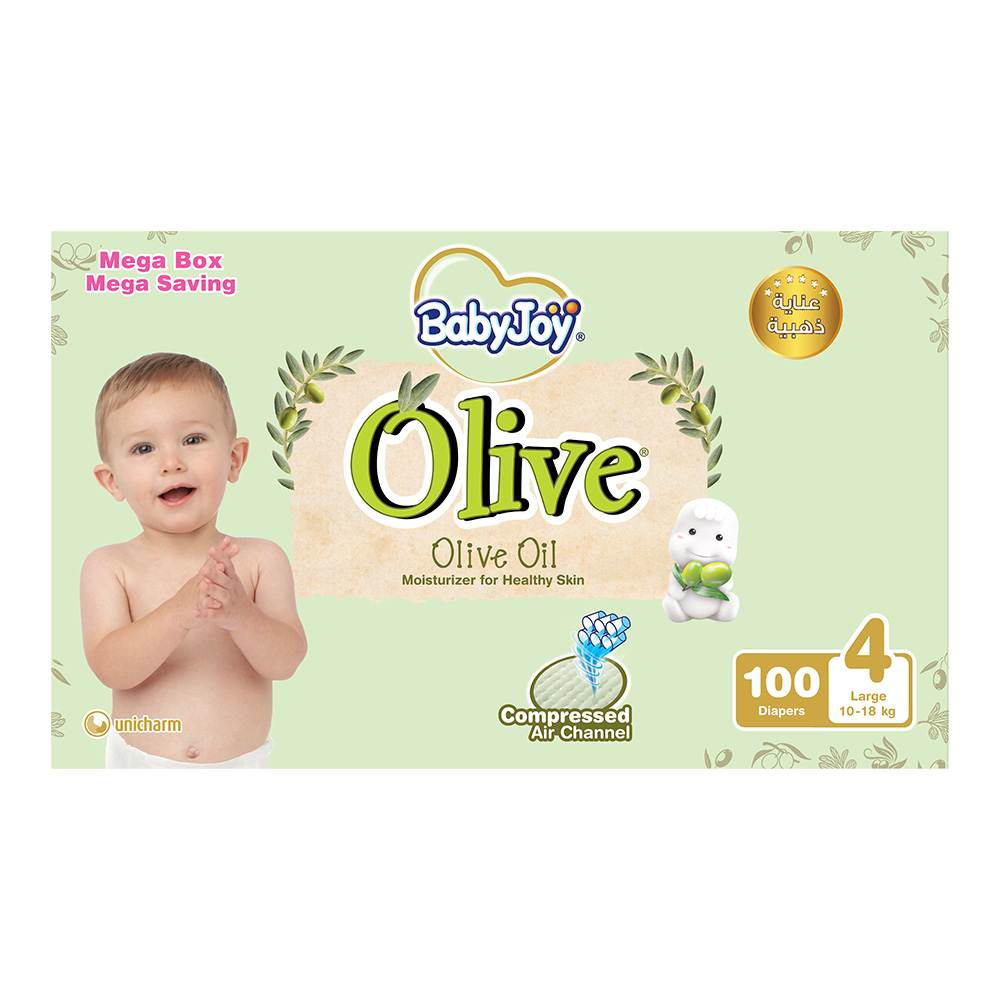 Buy BabyJoy Olive Diapers - Size 4 - Large - 10-18Kg - Mega Box ...