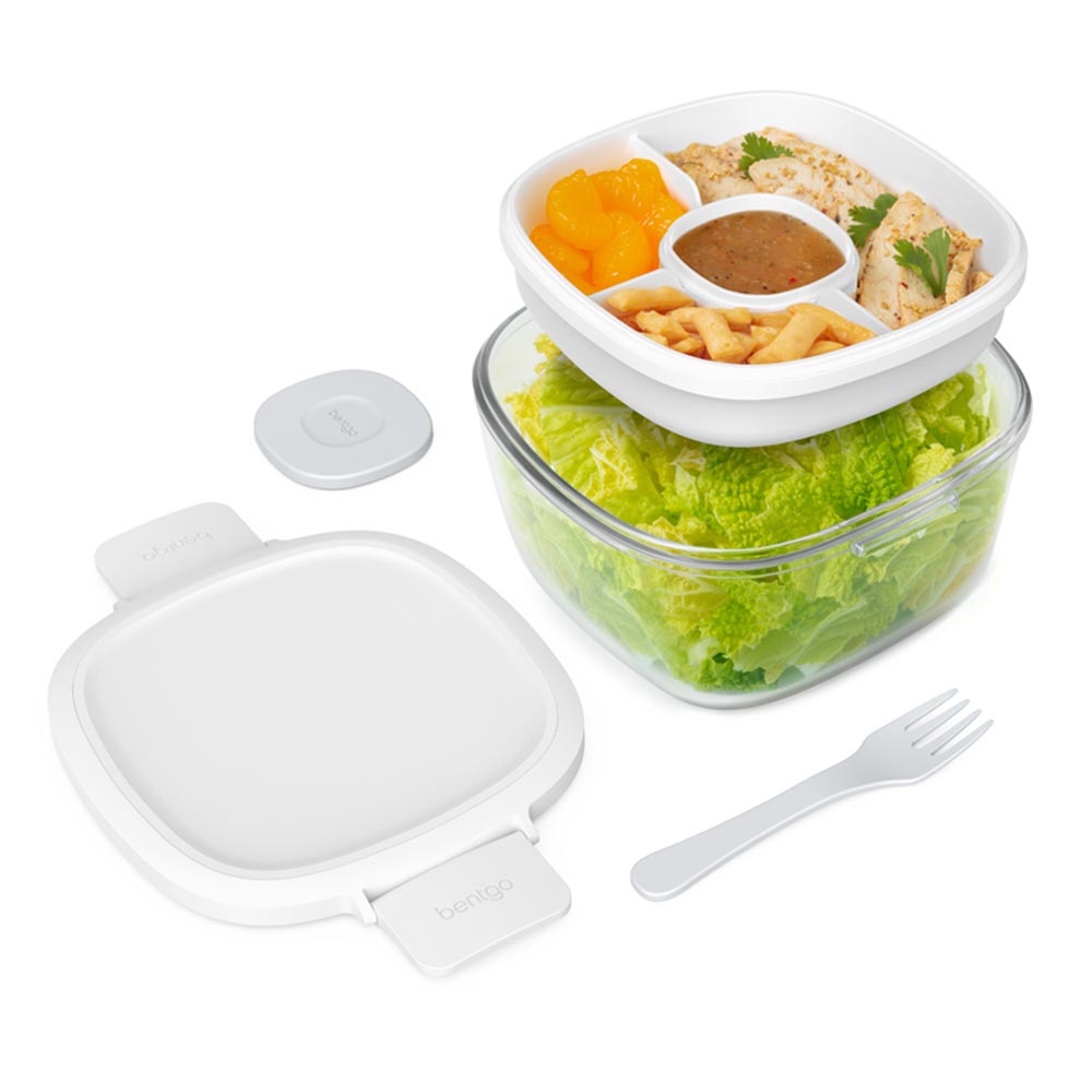 Buy Bentgo - Glass All - in - One Salad Container - White in UAE ...