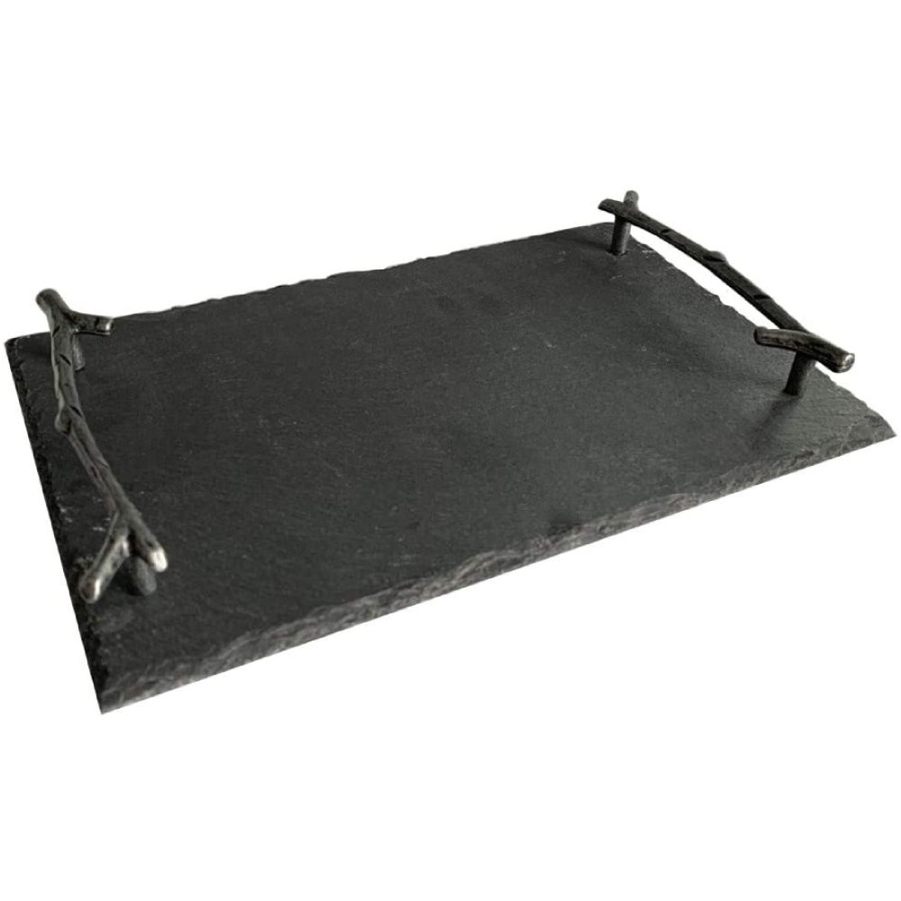 Buy 1Chase - Natural Stone Slate Serving Tray With Handle - Grey in UAE ...