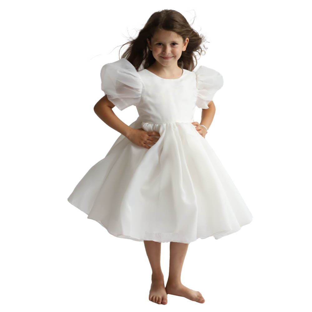 Buy Ddaniela - Puff Sleeve Party Dress - White in KSA | Mumzworld