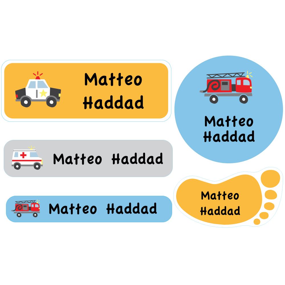 Buy Essmak - Personalised School Labels - Emergency Vehicles - 74Pcs in ...