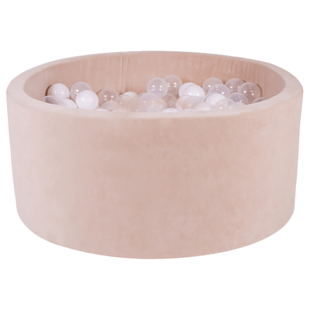Buy Ezzro - Round Ball Pit Velvet Ecru With 100 Balls - 90 x 40 cm in ...