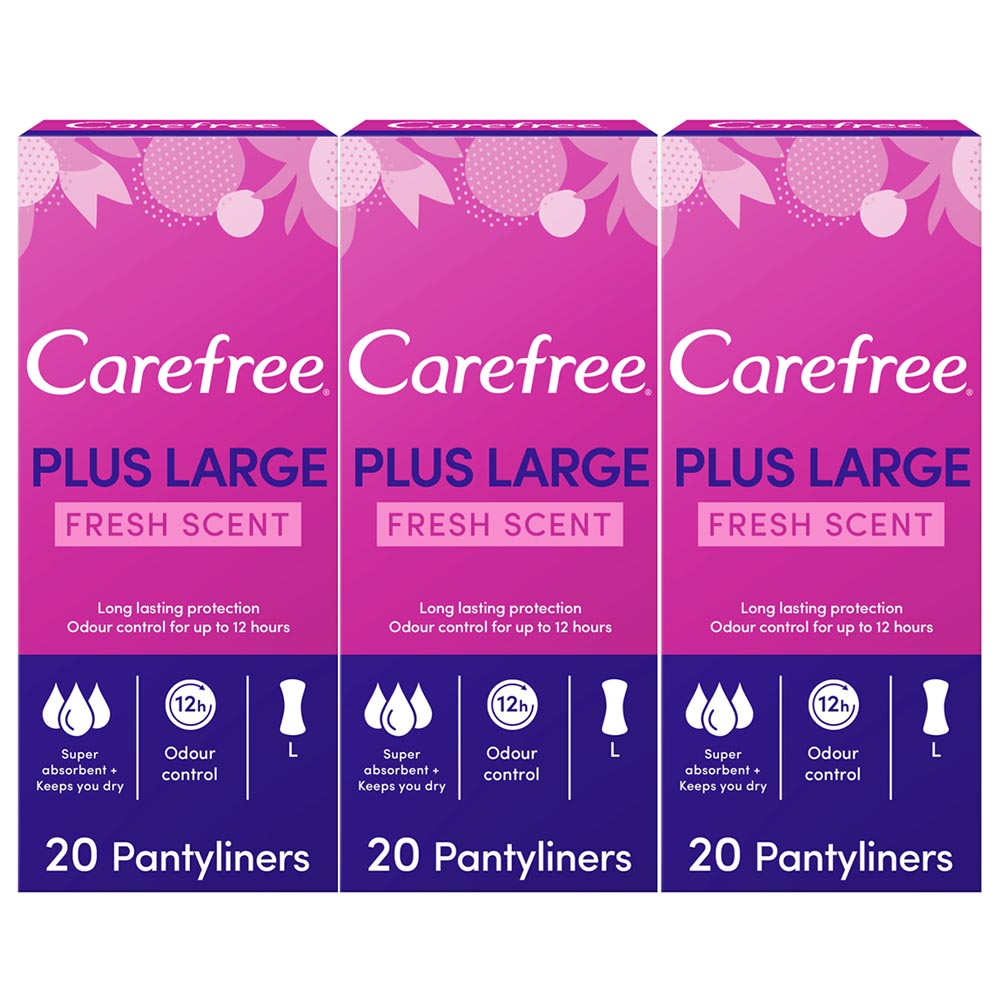 Buy Carefree - Pack of 3 Plus Large Fresh Scent Pantyliners 20's in UAE ...