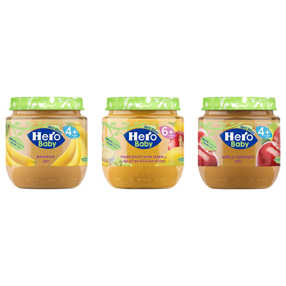 Buy Hero Baby - Mixed Fruits Assorted Jar 125g 2+1 FREE in KSA | Mumzworld