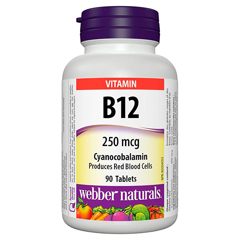Buy Webber Naturals - Vitamin B12 Cyanocobalamin 250mcg Tablets - 90pcs ...