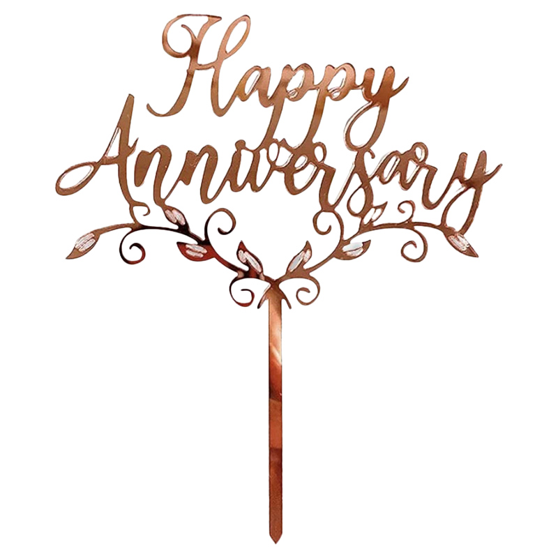 Party Propz Happy Anniversary Acrylic Cake Topper Rose Gold Buy