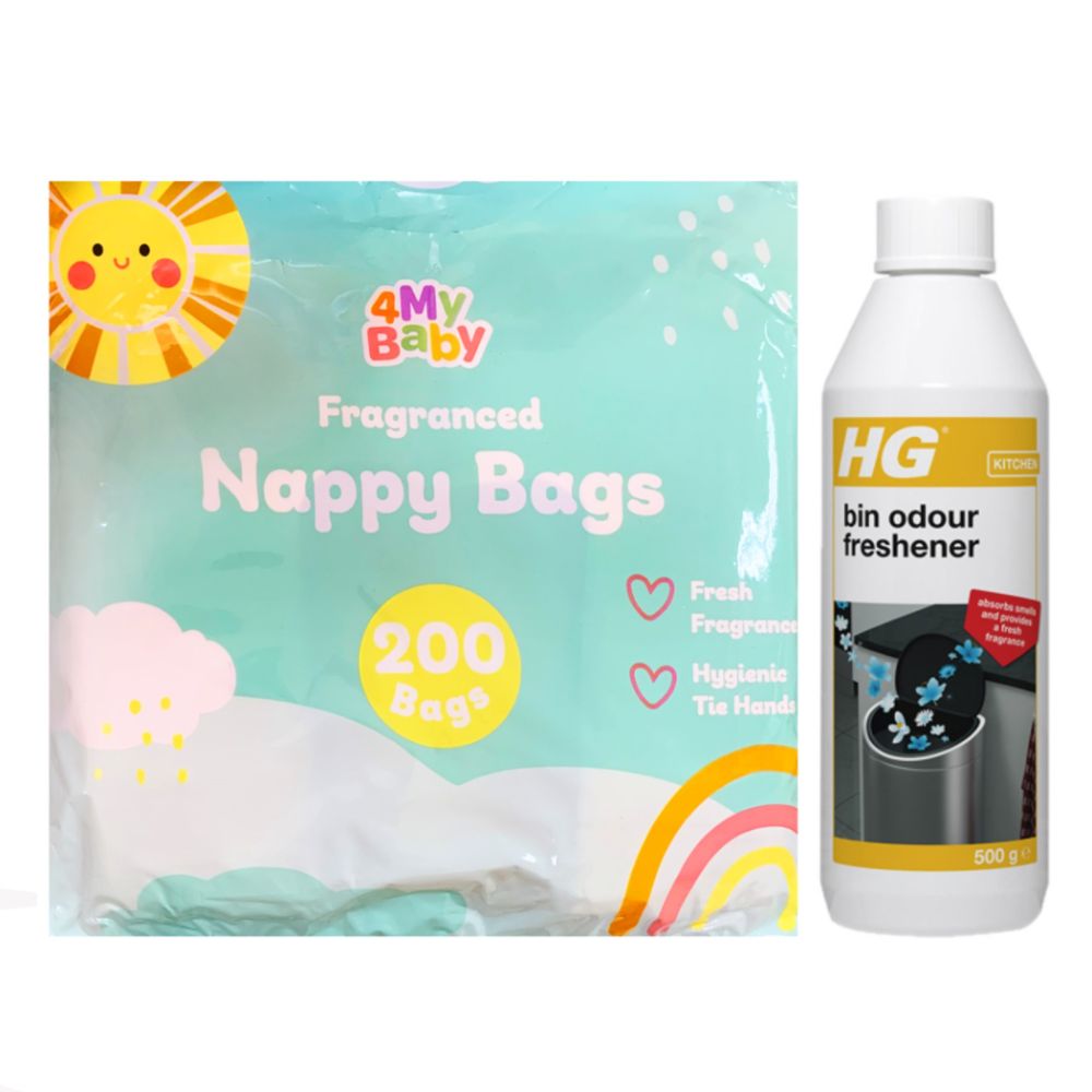 Buy HG Nappy Bin Freshener + 4 My Baby Nappy Sacks 250's in KSA | Mumzworld