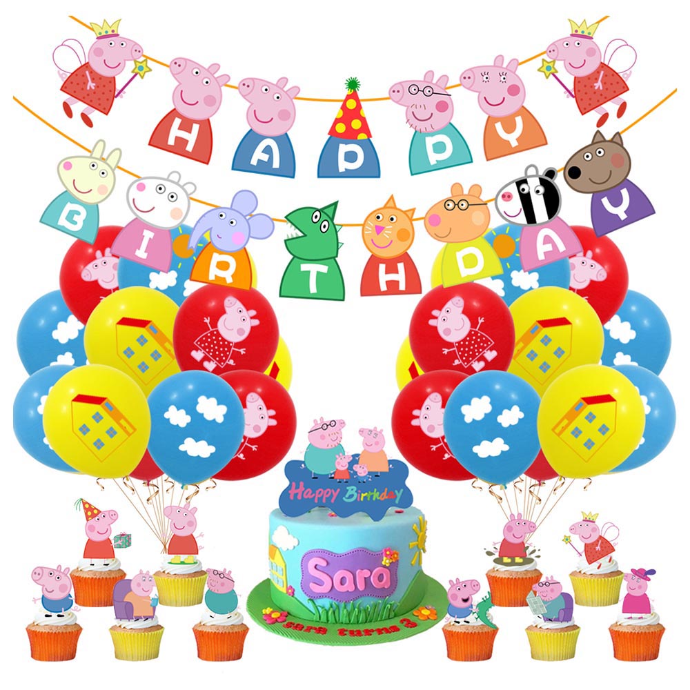 Buy Highland - Peppa Pig Birthday Decoration Set - 32pcs in UAE | Mumzworld