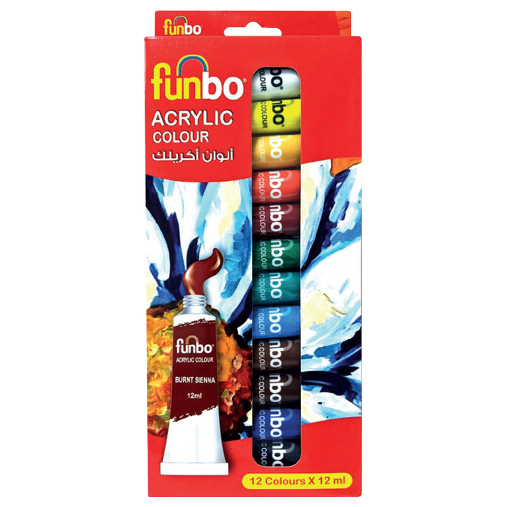 Buy Funbo - Set of 12 Acrylic Paint Colour Tubes 12ml in UAE | Mumzworld