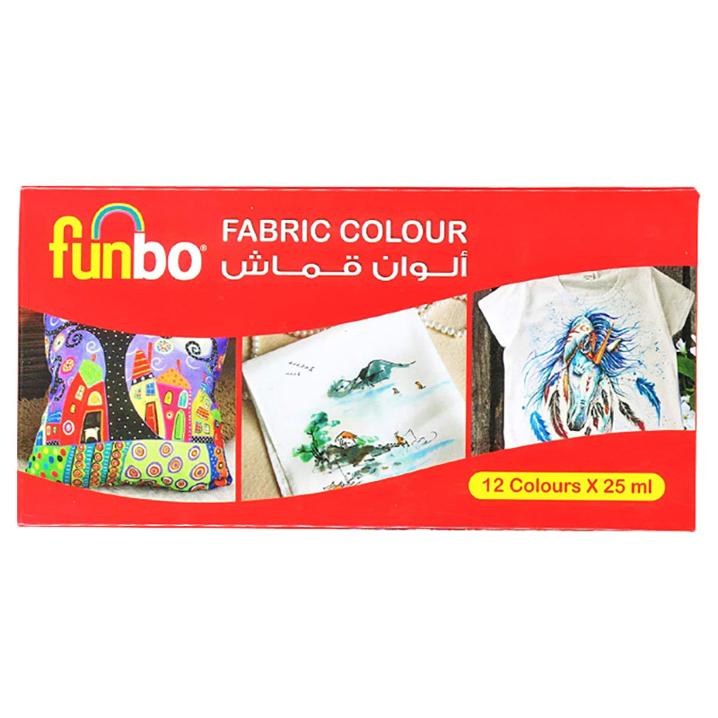 Buy Funbo - Set of 12 Fabric Colour Paint Bottle 25ml in KSA | Mumzworld