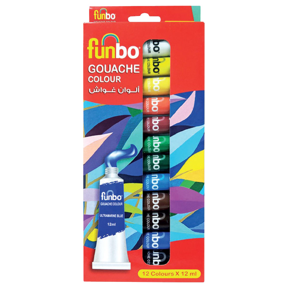 Buy Funbo - Set of 12 Gouache Paint Colour Tubes - 12ml in UAE | Mumzworld