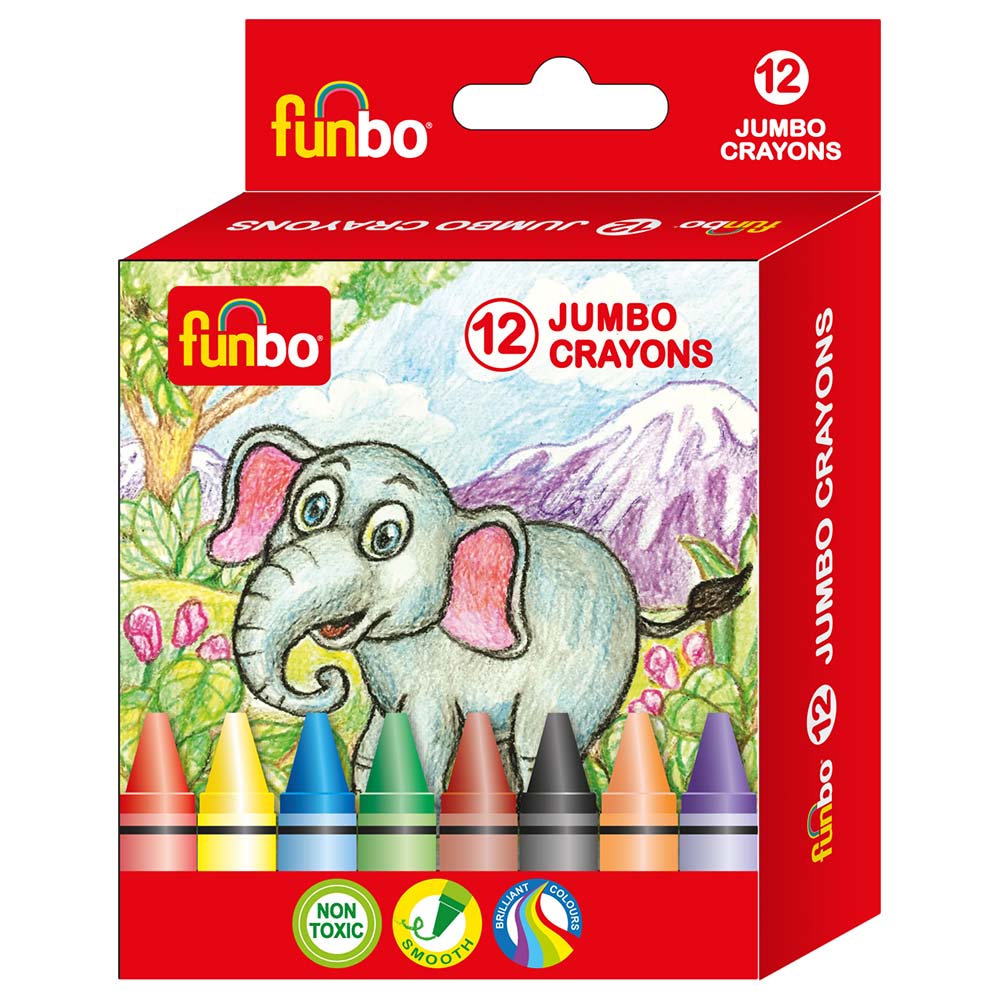 Buy Funbo - Pack of 12 Jumbo Crayons Colours in KSA | Mumzworld