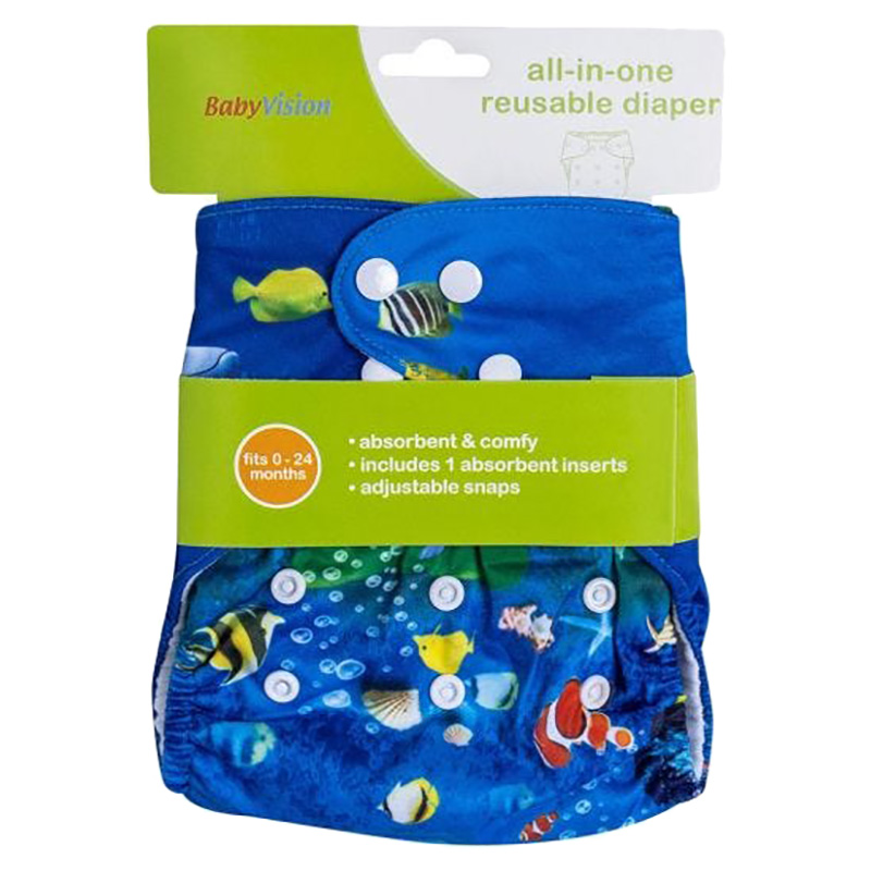 Buy BabyVision - Reusable Diaper All-In-One - Aqua Fish Printed in UAE ...