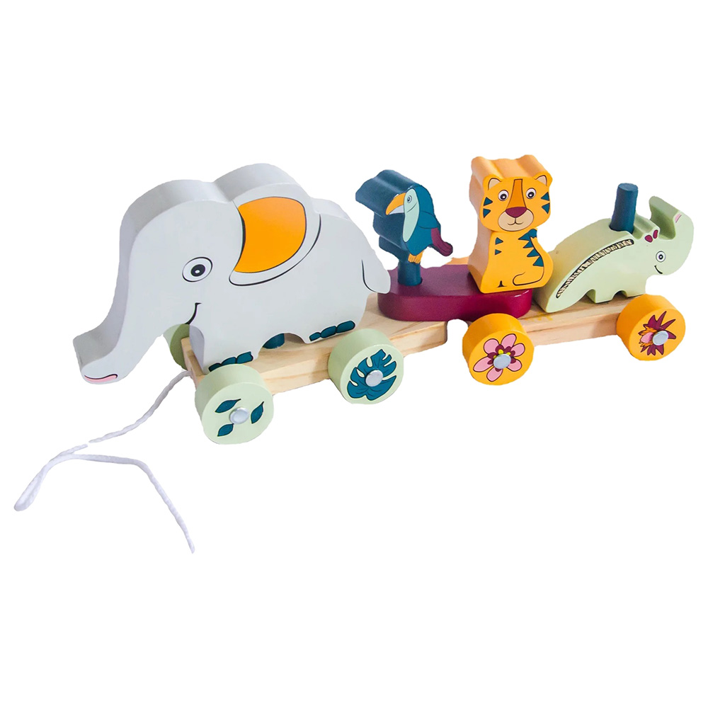 Buy Woody Buddy - Safari Parade Pull Along - Grey in UAE | Mumzworld