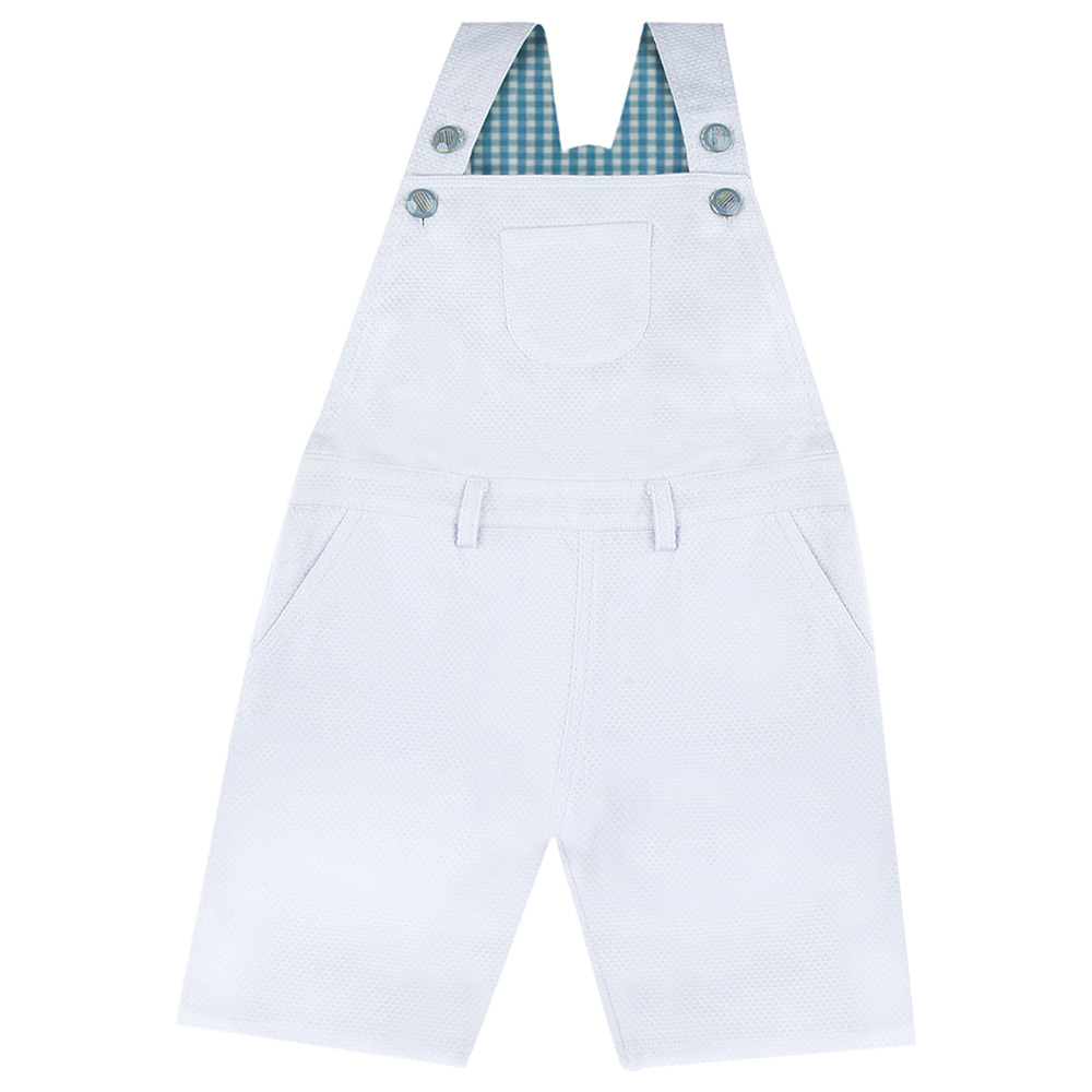 Buy Jules & Juliette - Boy Dungaree White With Check in UAE | Mumzworld