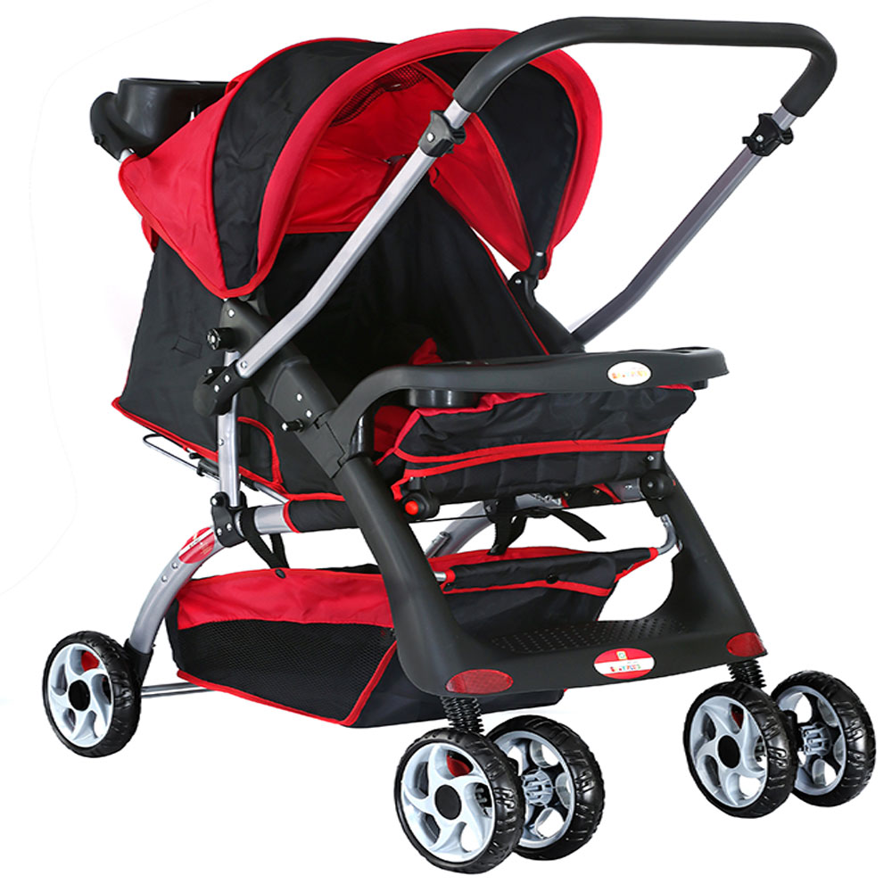 Buy Baby Plus - Red Stroller Cum Pram Reversible Handle in KSA | Mumzworld