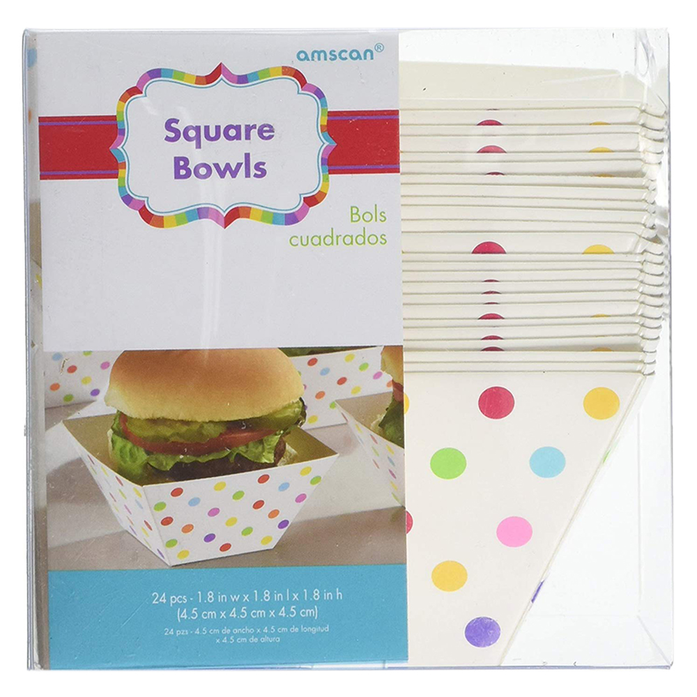 Buy Amscan - Paper Square Snack Bowl 24pcs - Rainbow in KSA | Mumzworld
