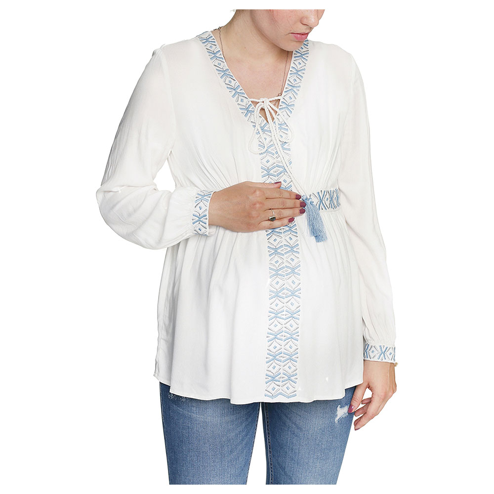 Buy Mums & Bumps Mara Mea Maternity Embroidered Blouse - White in KSA ...