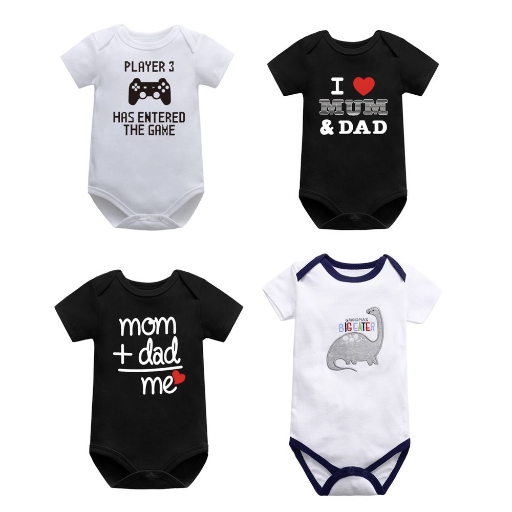Buy Matching Family Outfits - 4pc-Set - Baby Bodysuit - Black/White at ...