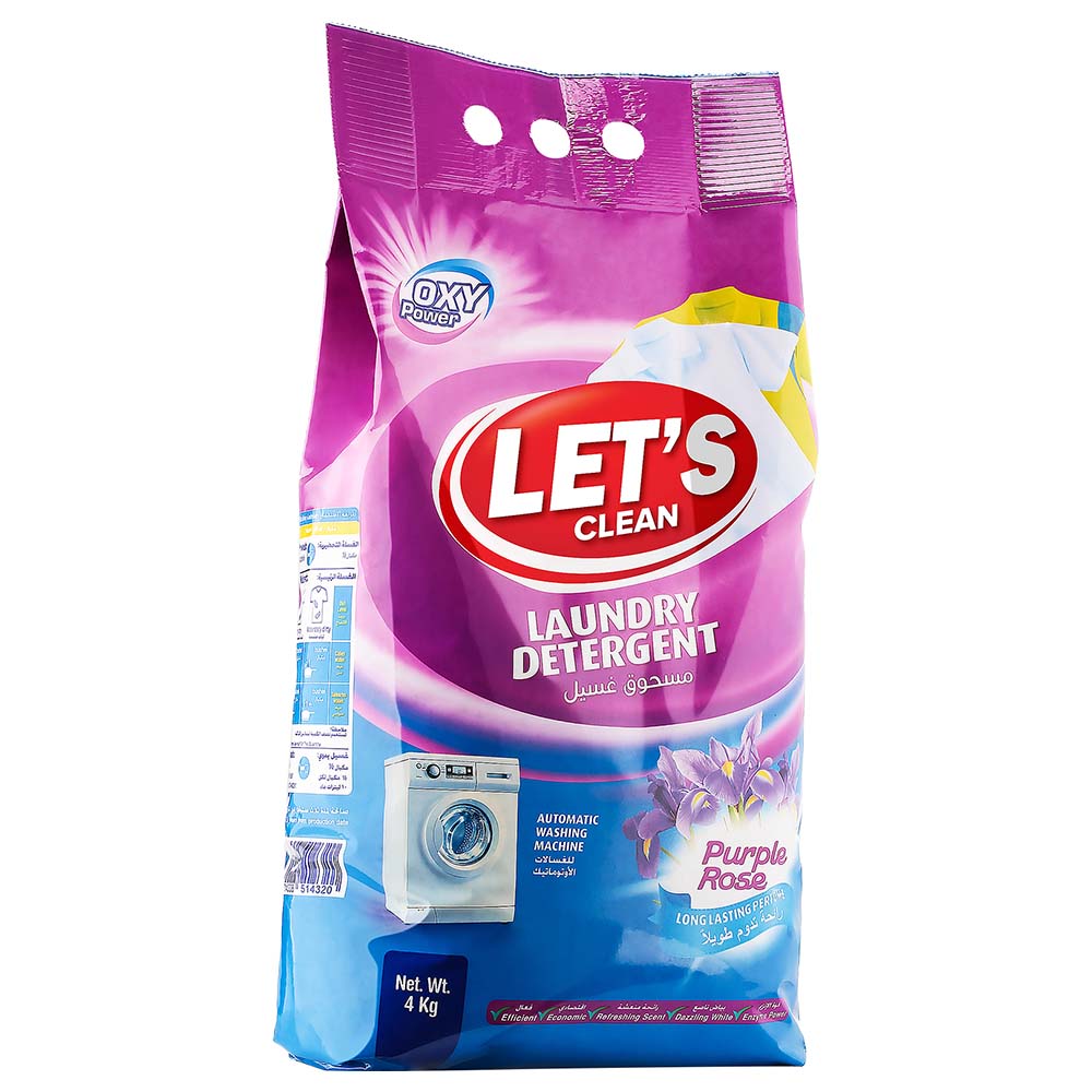 Buy Let's Clean - Detergent Powder For Automatic Machine - 4Kg - Purple ...