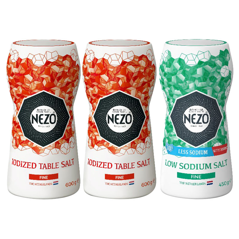 Buy Nezo - Iodized Table Salt 2x600g + Low Sodium Salt 450g in UAE ...