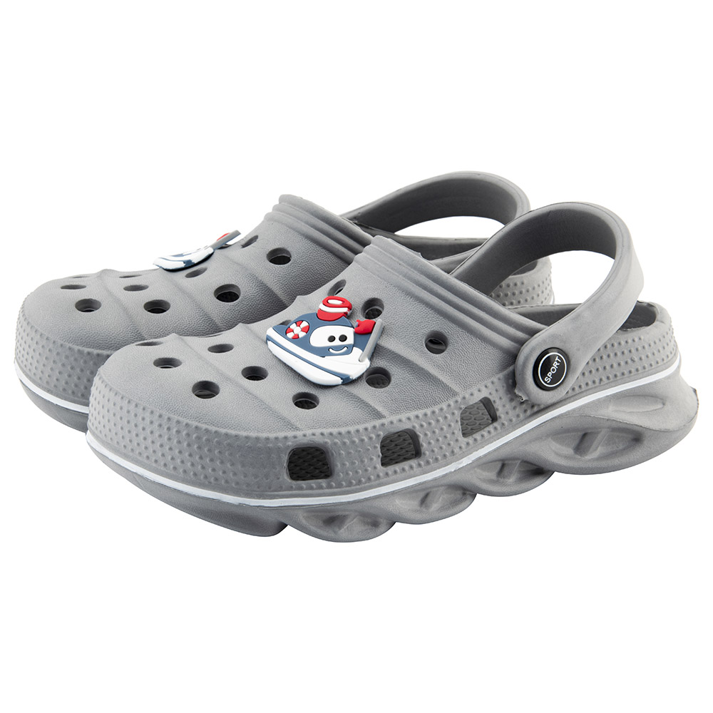 Buy Tiny Hug - Boys Boat Clog Shoes - Grey in UAE | Mumzworld