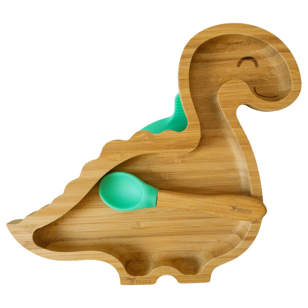Buy Myna Box Dinosaur Bamboo Plate - Green in UAE | Mumzworld