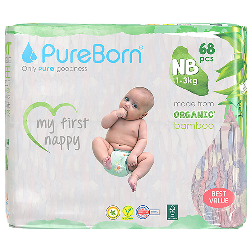 Buy Pureborn New Born Double Pack 1-3kg Nappy 68's x 3 Bundle ...