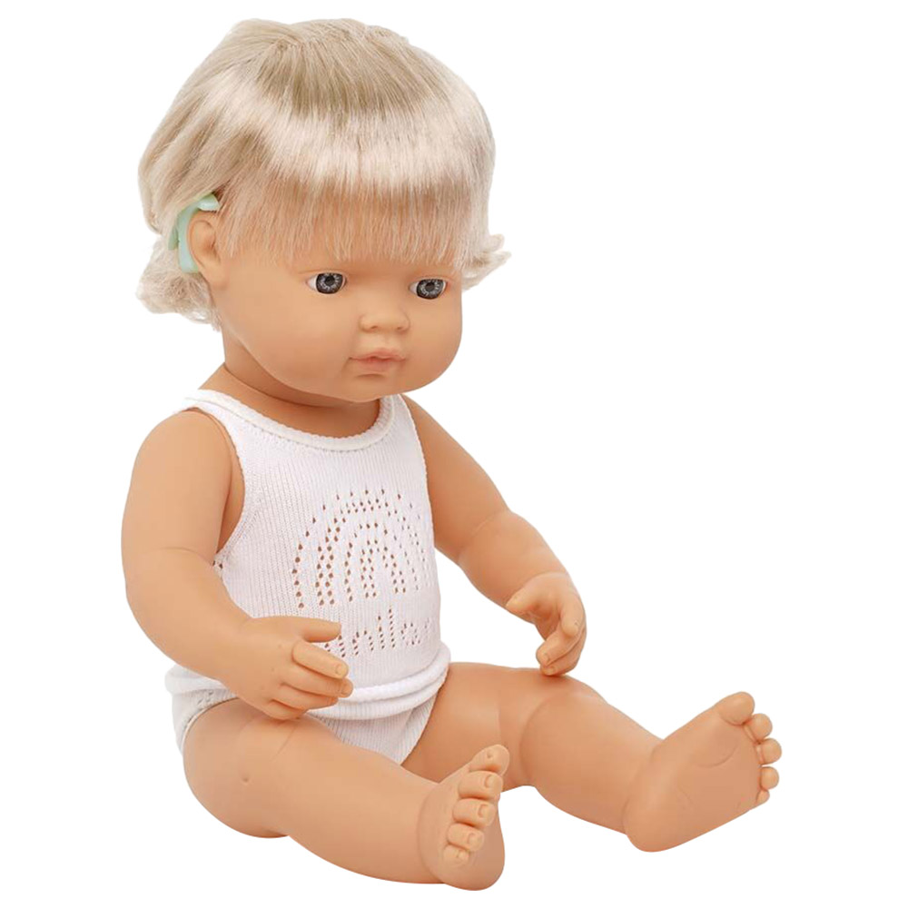 Buy Miniland Baby - Caucasian Girl Doll with Hearing Aid - 38cm - White ...